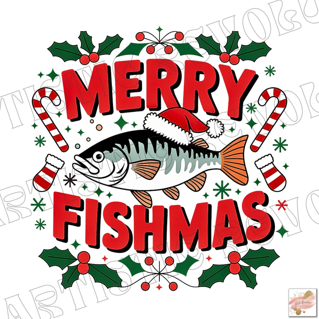 Merry Fishmas Png, Merry Fishmas Svg, Christmas Fishing Png, Christmas ...