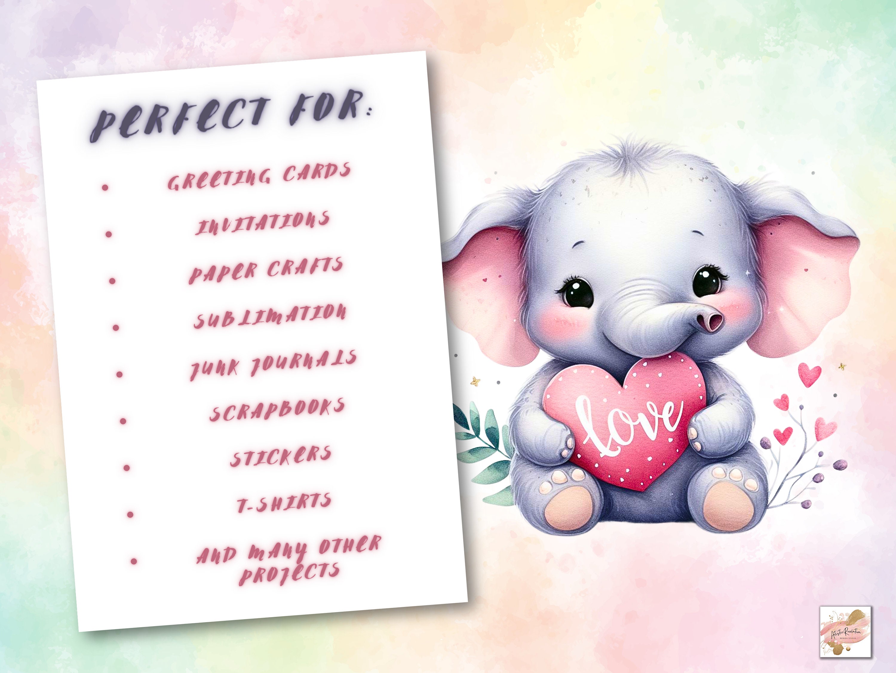 Cute Funny Watercolor Valentine Clipart Bundle Cute Valentine Heart ...