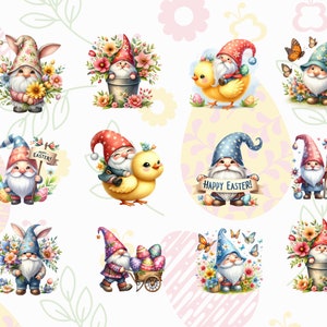 50 Watercolor Easter Gnomes Clipart Bundle, Cute Easter Clipart Bundle ...