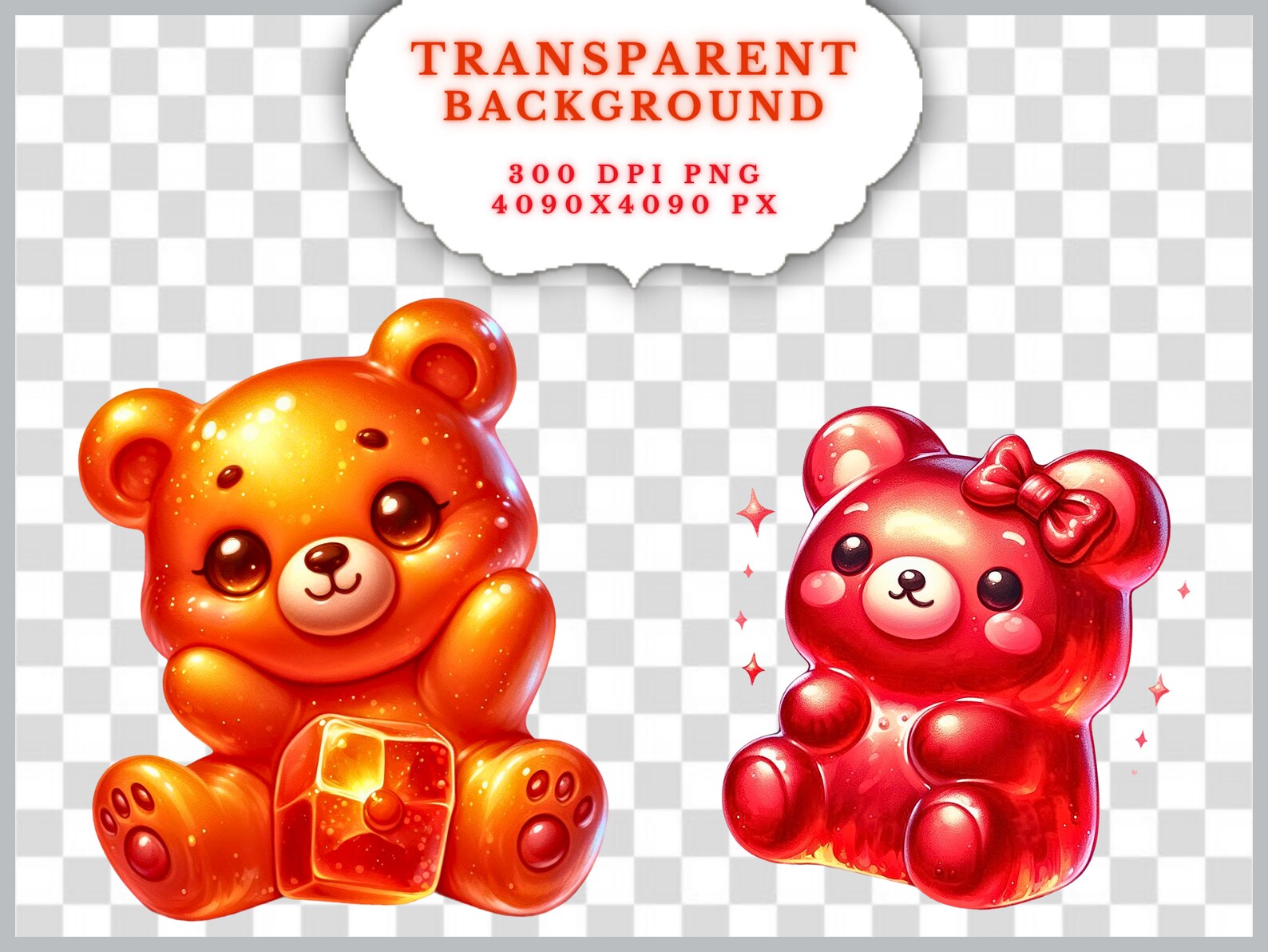 50 Cute Gummy Bears Clipart Bundle, Watercolor Baby Bears Clipart ...