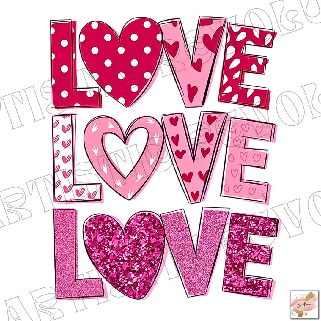 Pink Valentines Love Png, Glitter Valentine Heart Png, Love Valentine ...