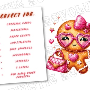 Coquette Gingerbread Girl Png Christmas Gingerbread Man Clipart Glitter ...