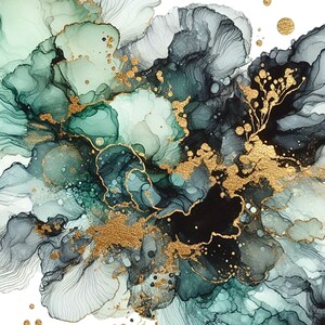 59 Gold Alcohol Ink Clipart Bundle, Alcohol Ink Png, Watercolor ...