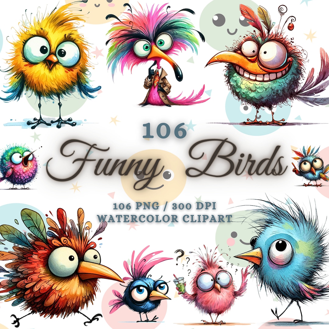 106 Cute Funny Bird Clipart Bundle, Funny Cute Bird Png Bundle ...