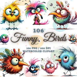 Funny Bird Clipart Quirky Birds Clipart Cartoon Bird Cute Birds ...