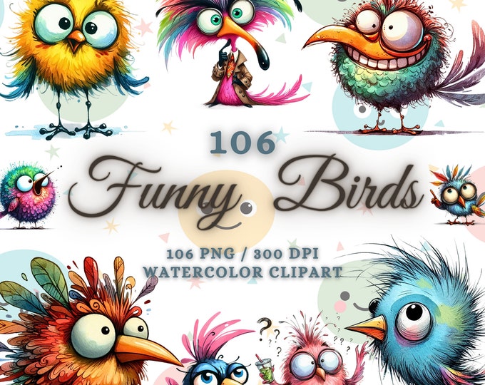 Funny Bird Clipart PNG Quirky Bird Illustrations Whimsical Birds on ...