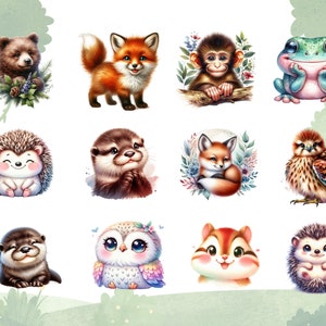100 Cute Watercolor Woodland Animals Clipart Bundle, Forest Animals ...