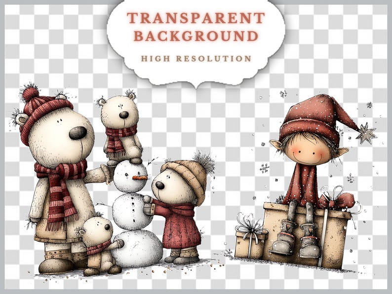 89 Whimsical Christmas Clipart Bundle, Funny Quirky Christmas Png ...