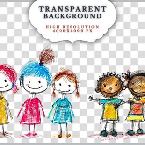 28 Cute Hand-drawn Watercolor Children Clipart Bundle, Children Clipart ...