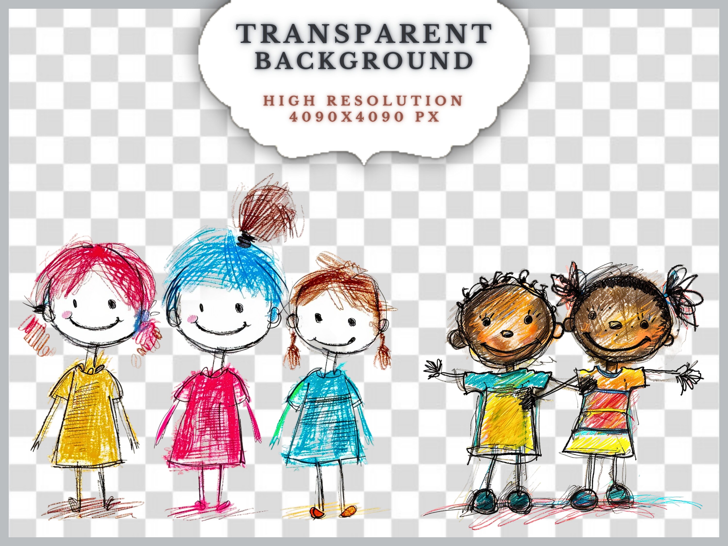 28 Cute Hand-drawn Watercolor Children Clipart Bundle, Children Clipart ...