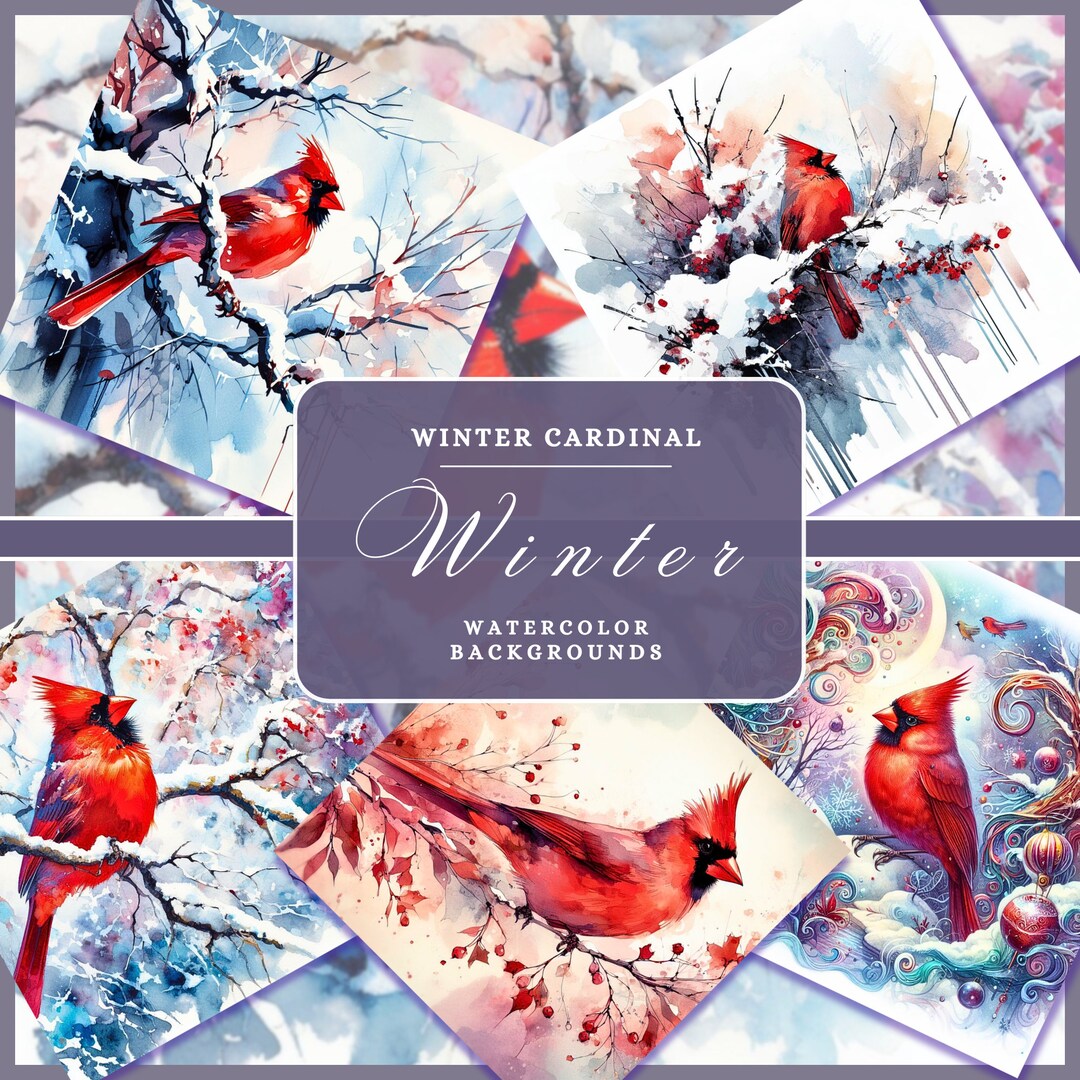Winter Cardinal Junk Journal Pages Winter Cardinals Digital Paper ...