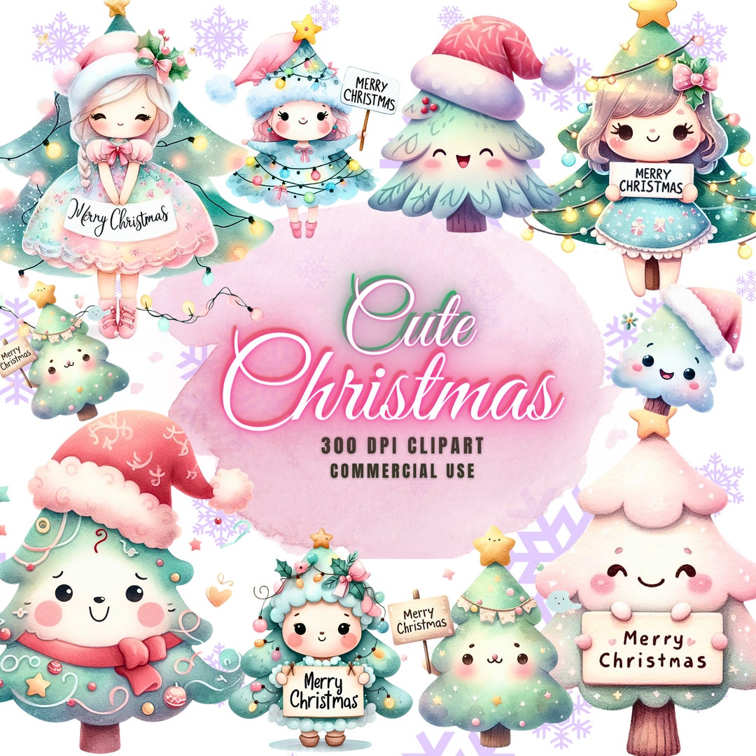 Cute Christmas Tree Clipart Png Bundle, Xmas Tree Clipart, Christmas ...