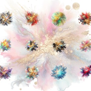 Shimmering Watercolor Splashes Clipart Bundle, Watercolor Splash Png ...