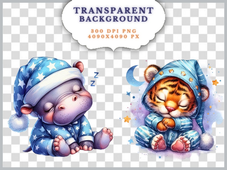 88 Cute Sleepy Animals Clipart Bundle, Watercolor Sleepy Animals Png ...