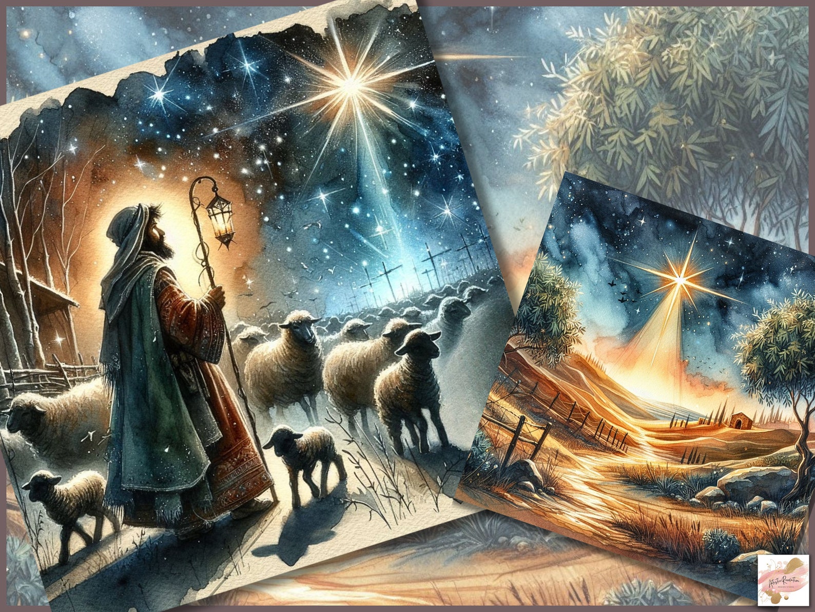 Watercolor Nativity Scene Clipart Backgrounds, Christmas Nativity Scene ...