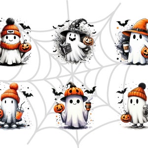 Watercolor Halloween Ghost Clipart Bundle Cute Ghost Png Cute Ghost ...
