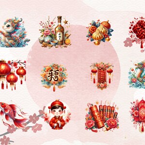 61 Chinese New Year Clipart Bundle, Lunar Year Clipart, Chinese New ...