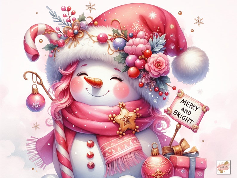 22 Watercolor Cute Snowman Clipart Bundle Festive Snowman Clipart ...