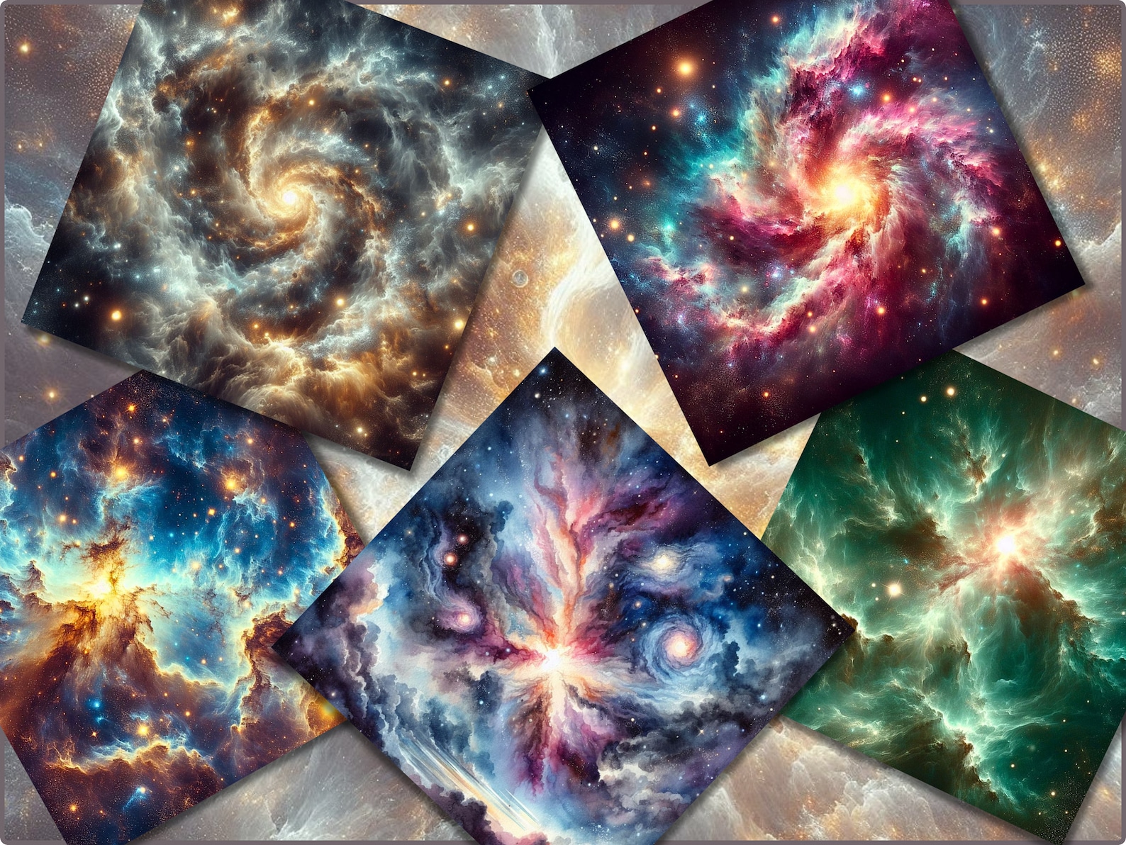 55 Galactic Nebula Digital Paper Pack, Starry Sky Space Backgrounds ...