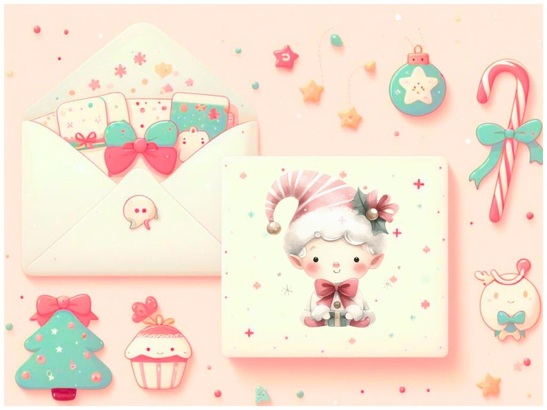 Christmas Elves Watercolor Clipart Cute Elf Clipart Bundle - Etsy