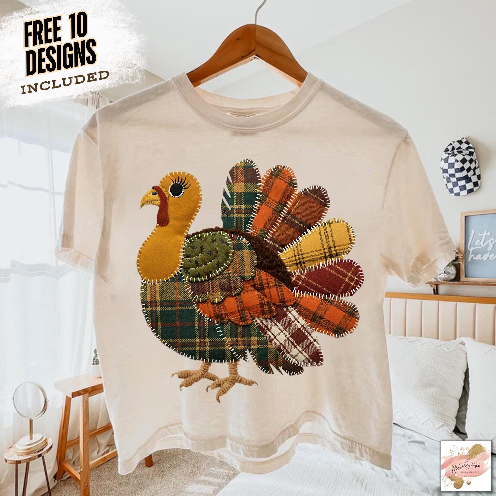 Patchwork Turkey Png, Patchwork Plaid Thanksgiving PNG, Preppy ...