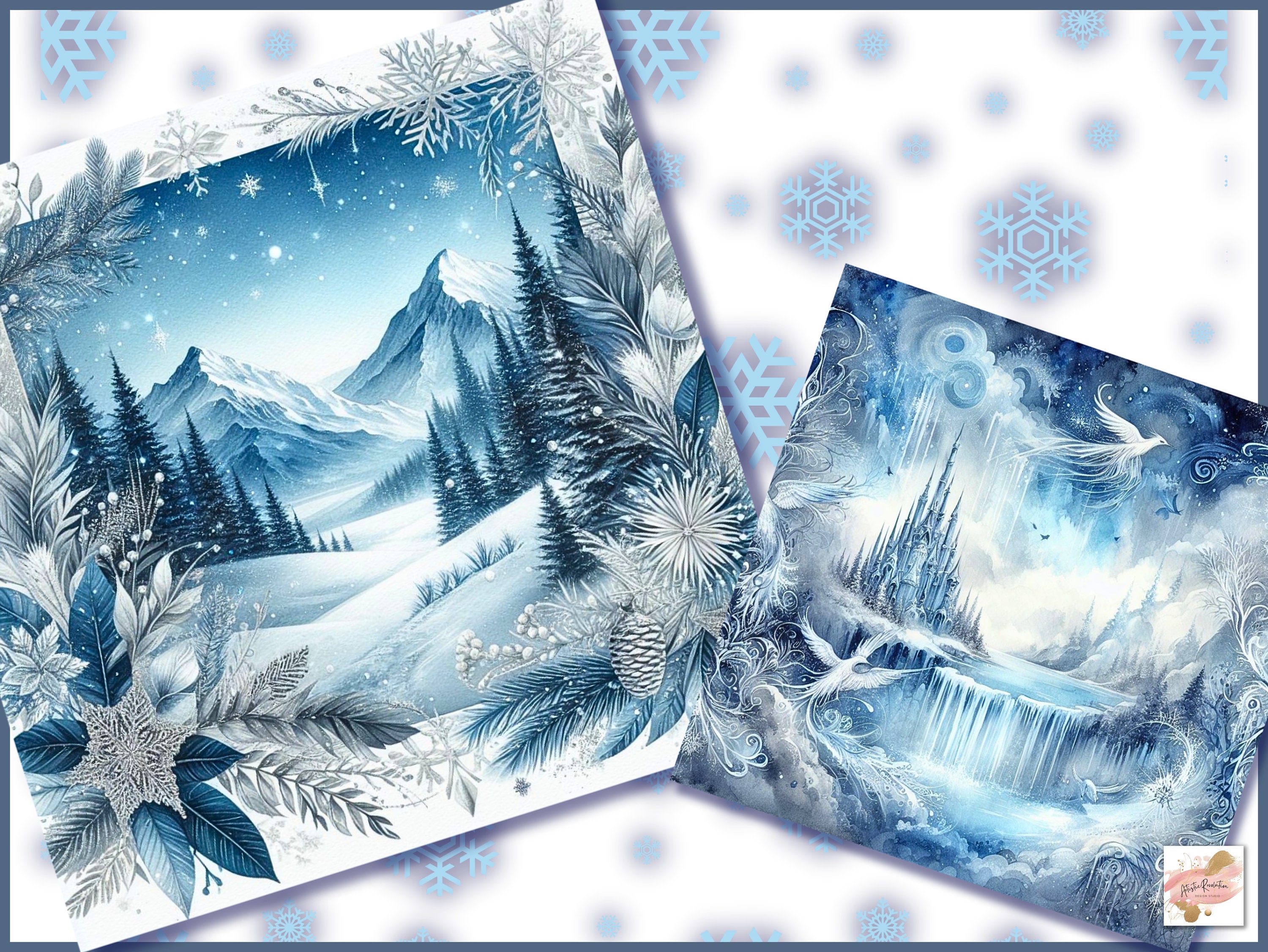 Winter Scene Backgrounds Watercolor Winter Festive Landscapes - Etsy