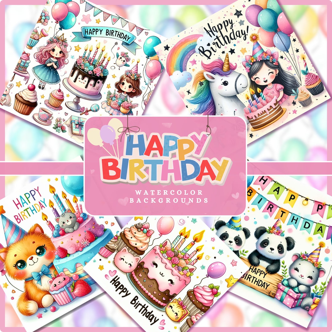 50 Happy Birthday Digital Papers Birthday Papers, Birth Day Prints ...