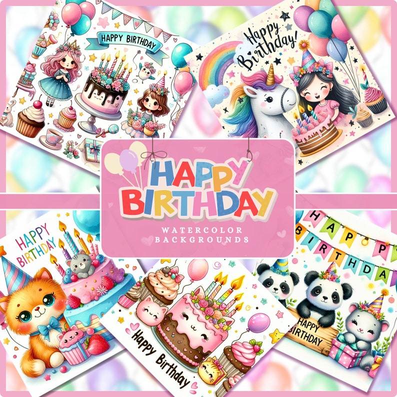 50 Happy Birthday Digital Papers Birthday Papers, Birth Day Prints ...