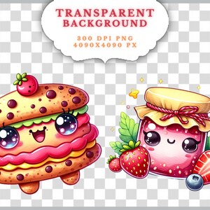 120 Cute Kawaii Food Clipart Bundle, Watercolor Food Clipart, Food Png ...