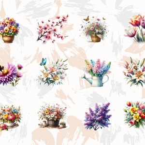 71 Watercolor Spring Flowers Clipart Bundle, Wildflowers Clipart Bundle ...