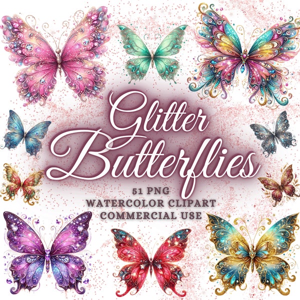 Glitter Watercolor Butterflies - Etsy