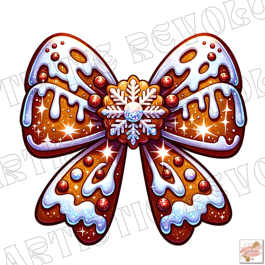 Christmas Coquette Bow Png, Coquette Christmas Png, Gingerbread Bow Png ...
