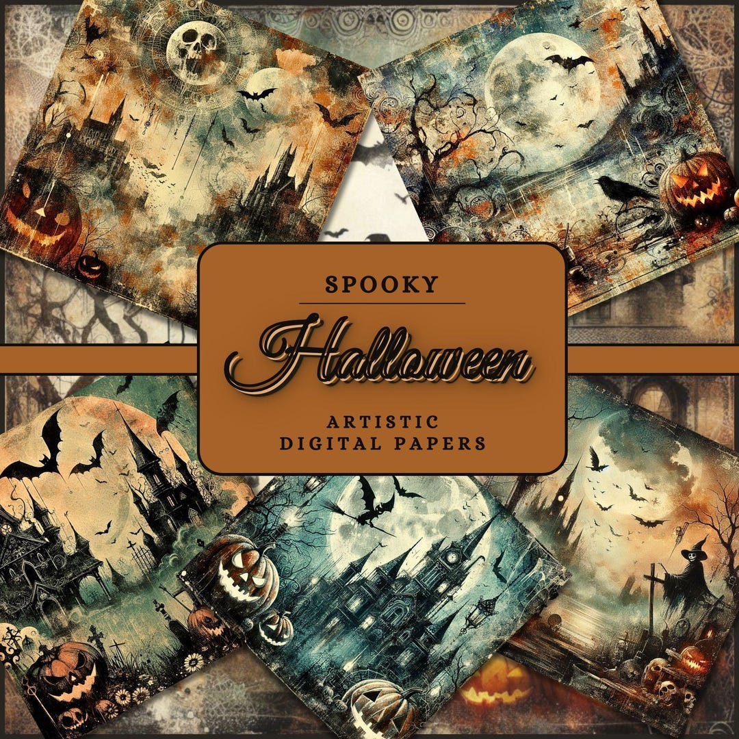 Spooky Halloween Digital Paper Pack, Vintage Halloween Junk Journal ...