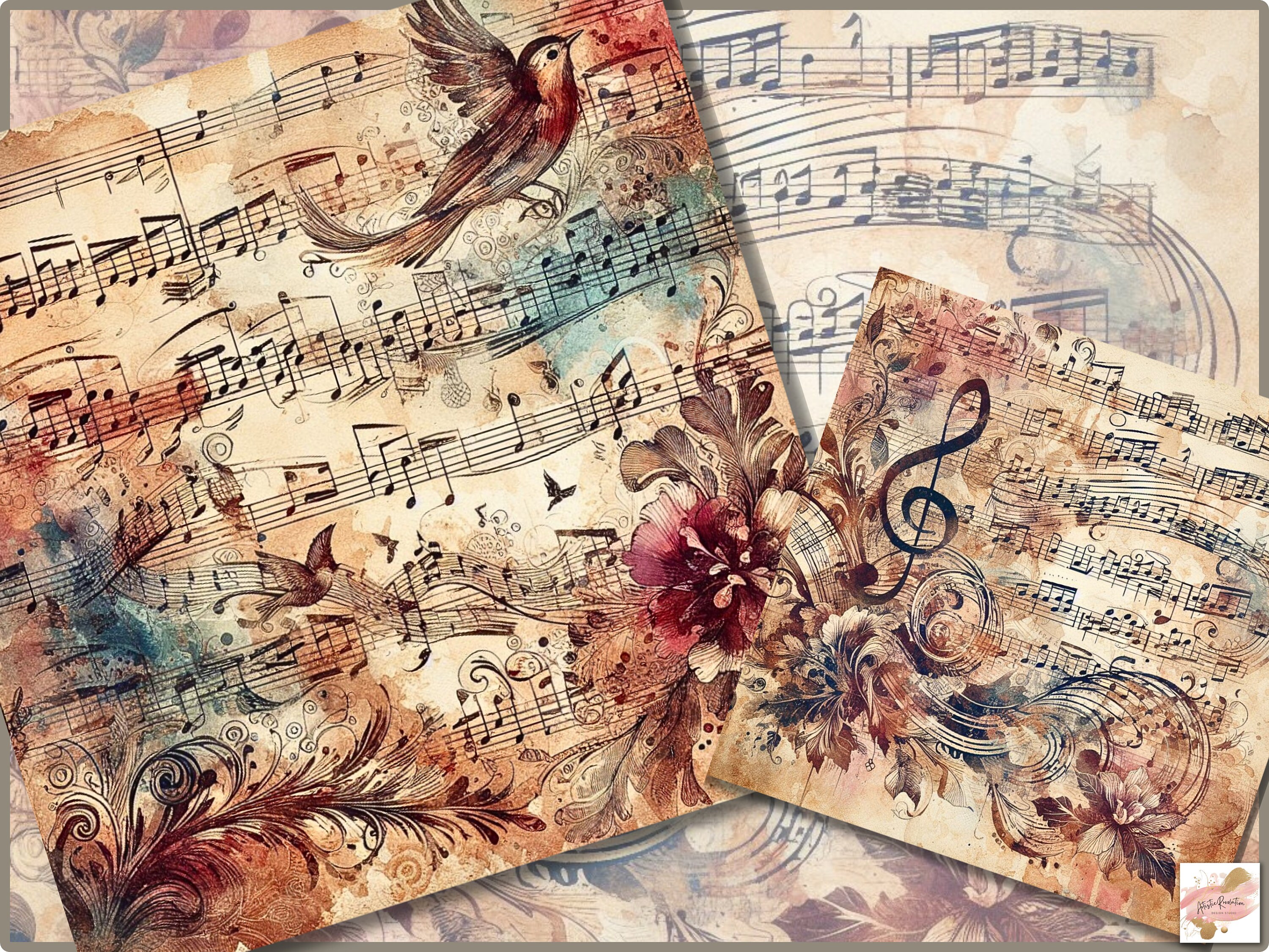 Vintage Music Sheet Junk Journal Paper, Old Music Papers Vintage ...