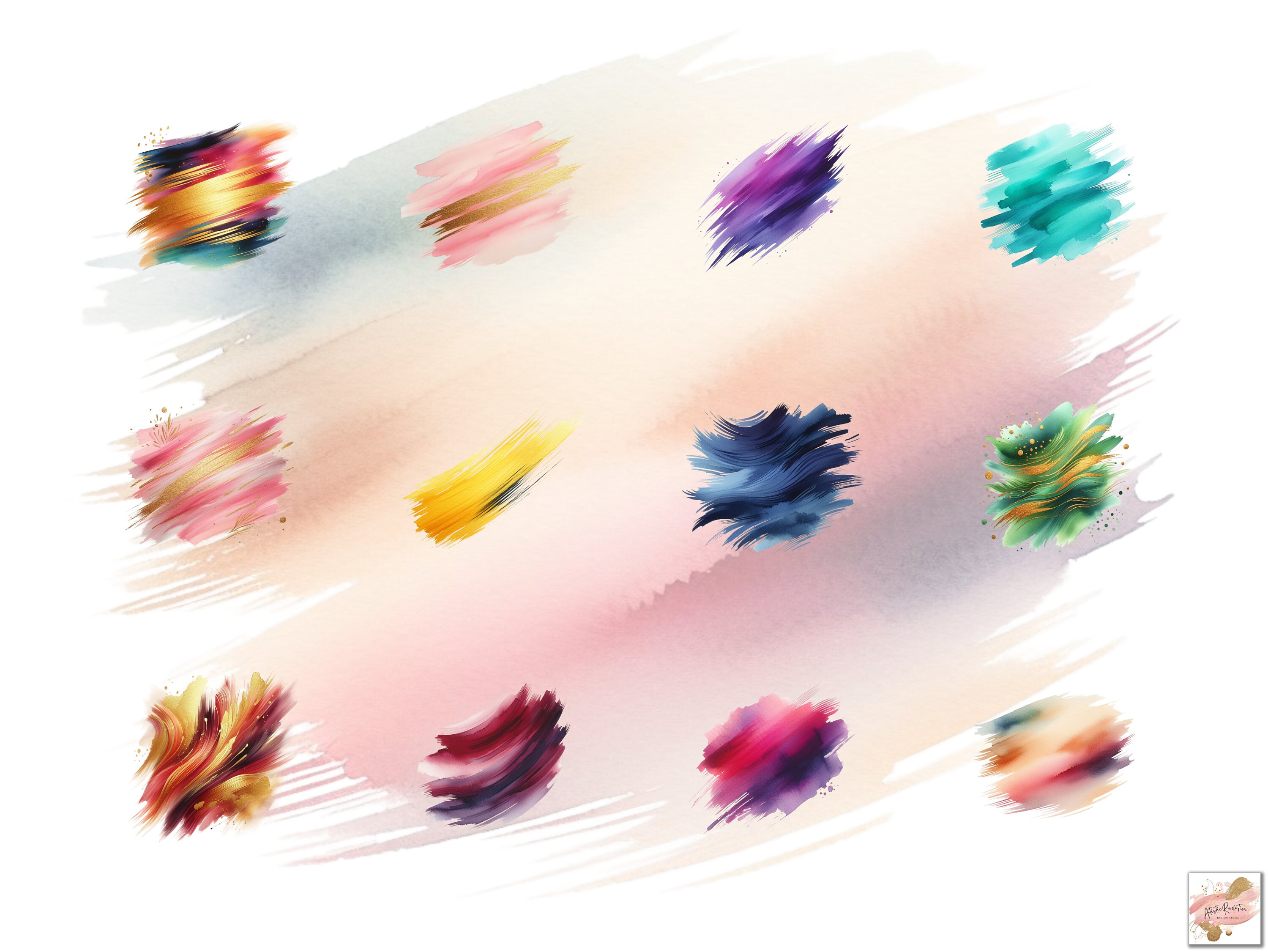 57 Watercolor Brush Strokes Clipart Bundle, Paint Brush Stroke Png ...