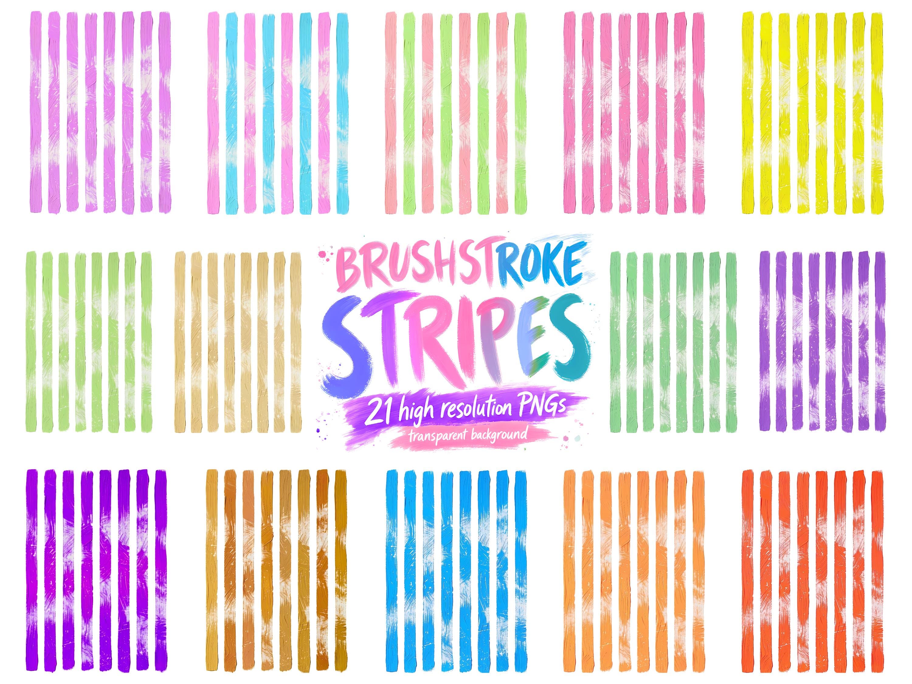 Brushstroke Striped Png Bundle, Preppy Striped Backgrounds, Trendy ...