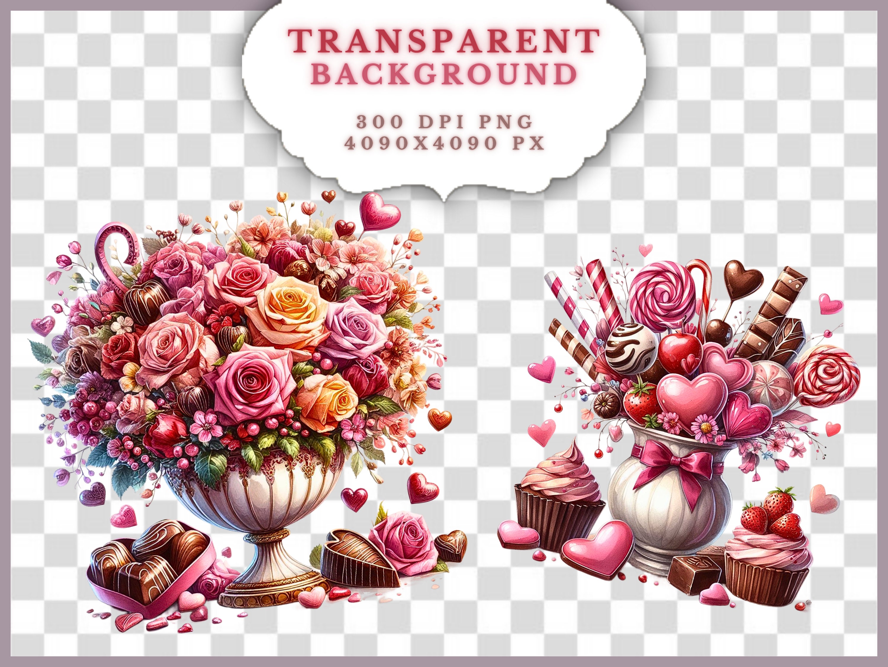 50 Valentines Day Clipart Bundle Watercolor Sweets Clipart PNG ...