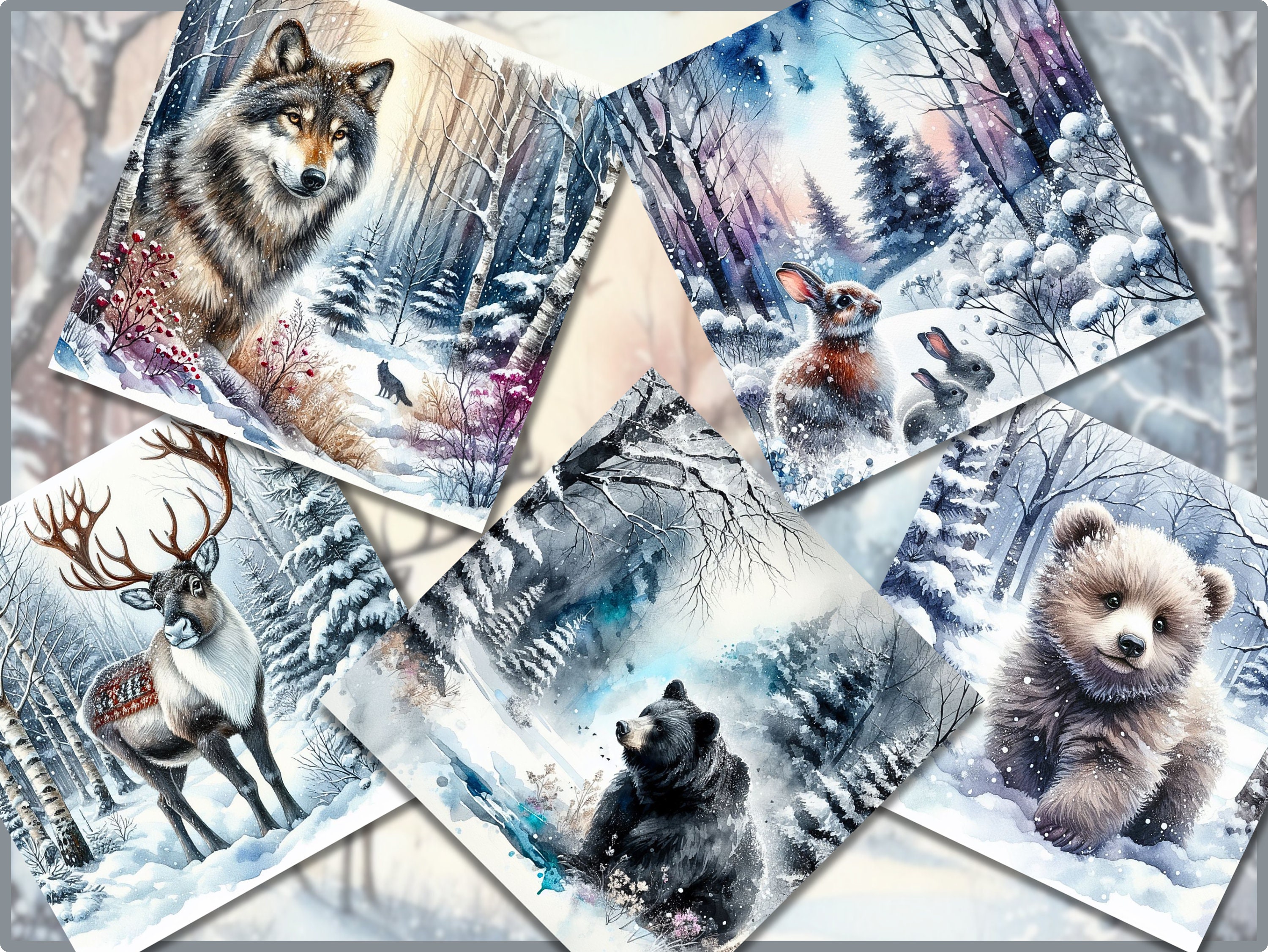 50 Winter Junk Journal Papers, Winter Junk Journal Kit, Winter Forest ...