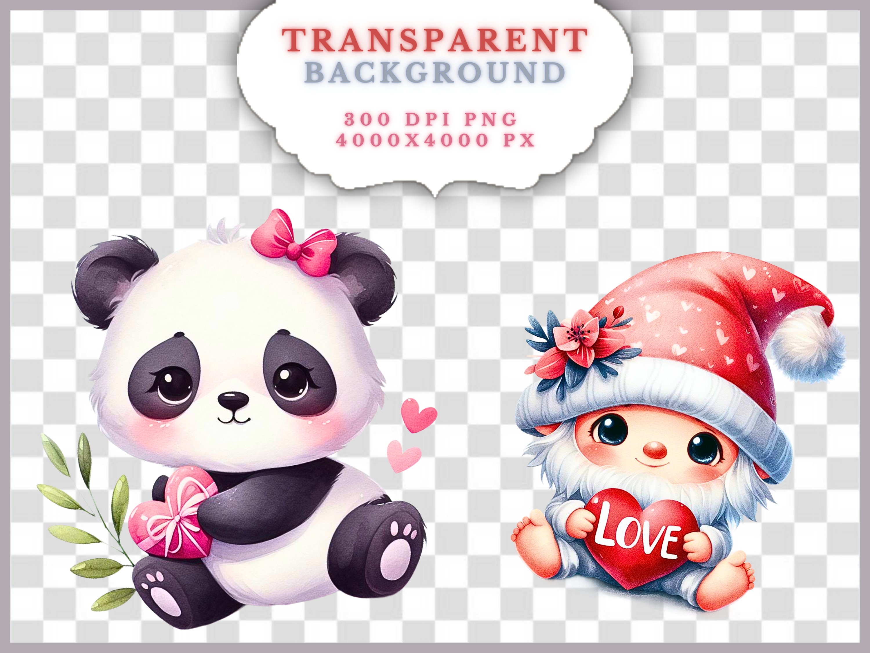 Cute Funny Watercolor Valentine Clipart Bundle Cute Valentine Heart ...