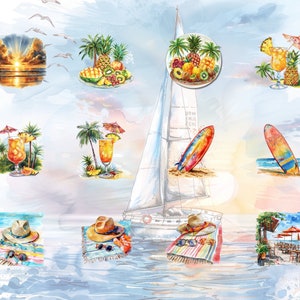 78 Watercolor Summer Clipart Bundle, Summer Png, Summer Beach Clipart ...