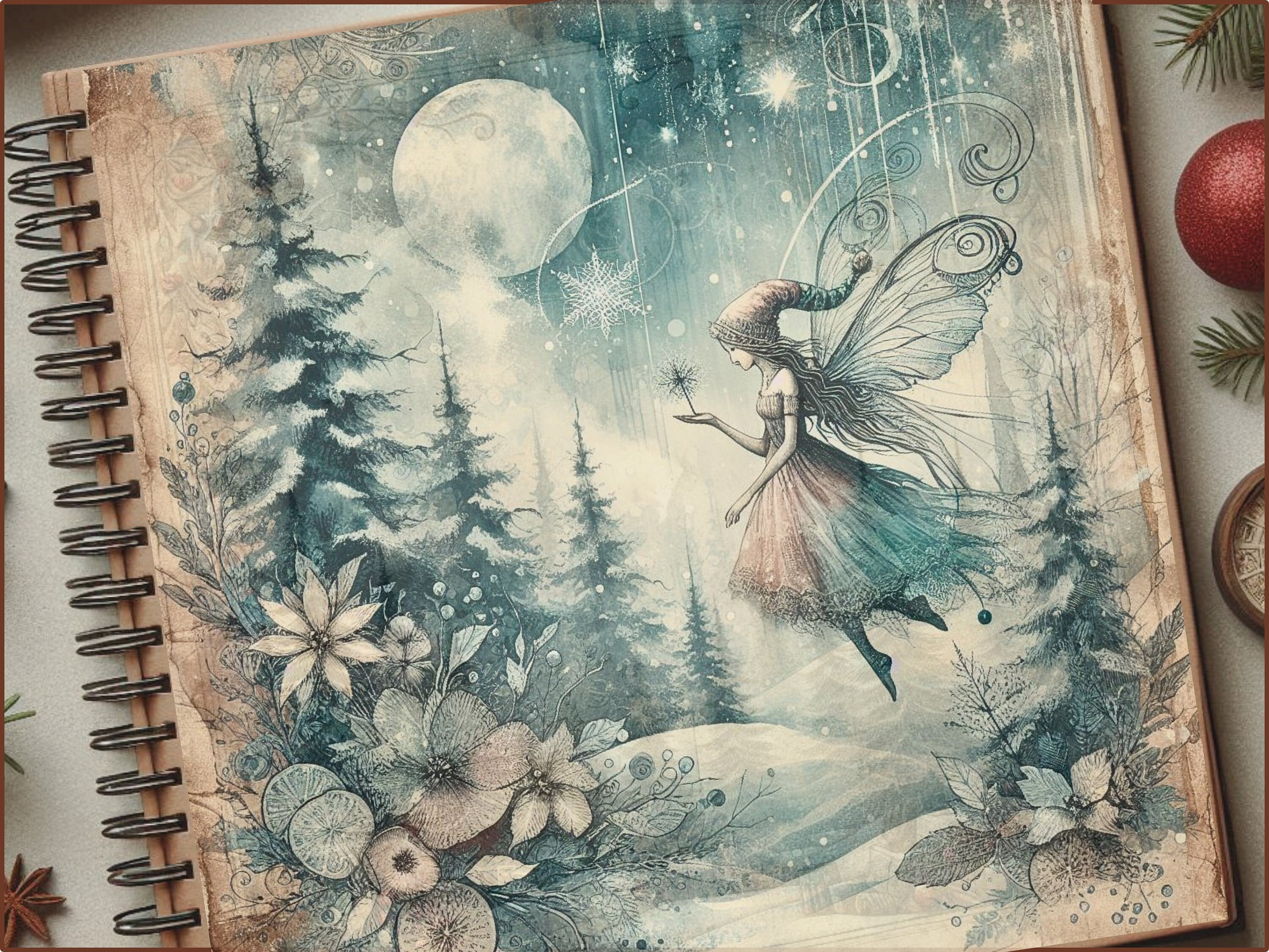 Winter Fairytale Junk Journal Kit Magical Witch Journal Papers, Magical ...