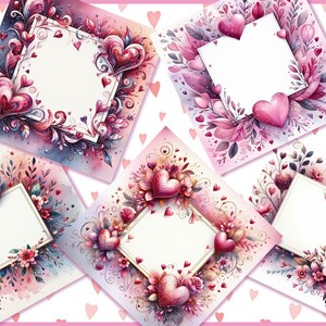 Valentine Watercolor Border Clipart Backgrounds Heart Floral Frame ...
