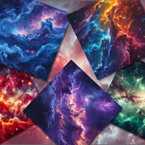 55 Galactic Nebula Digital Paper Pack, Starry Sky Space Backgrounds ...