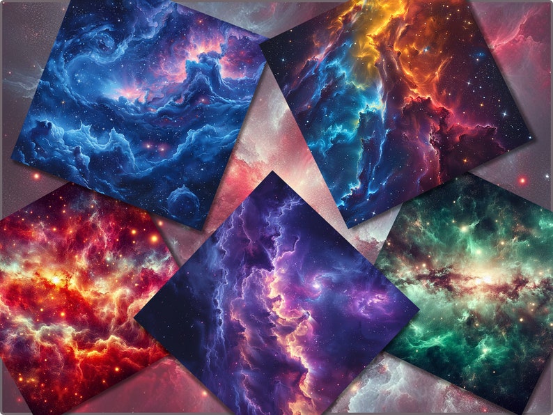 55 Galactic Nebula Digital Paper Pack, Starry Sky Space Backgrounds ...