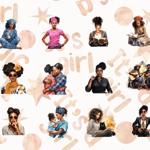 105 Watercolor Black Women Clipart Bundle, Black Woman Png, Afro Women ...