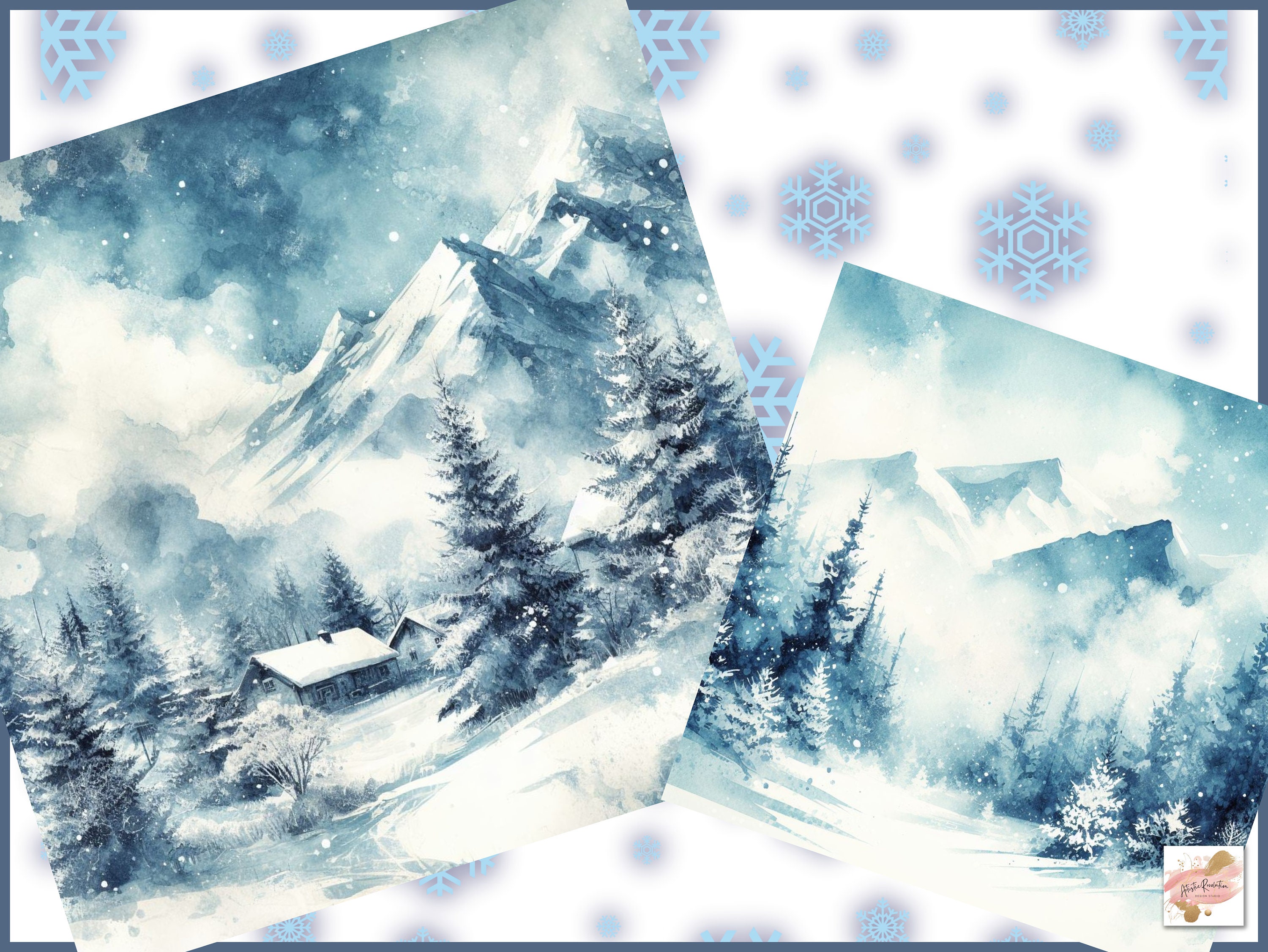 Winter Scene Backgrounds Watercolor Winter Festive Landscapes Christmas ...