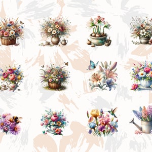 71 Watercolor Spring Flowers Clipart Bundle, Wildflowers Clipart Bundle ...