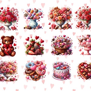 50 Valentines Day Clipart Bundle Watercolor Sweets Clipart PNG ...