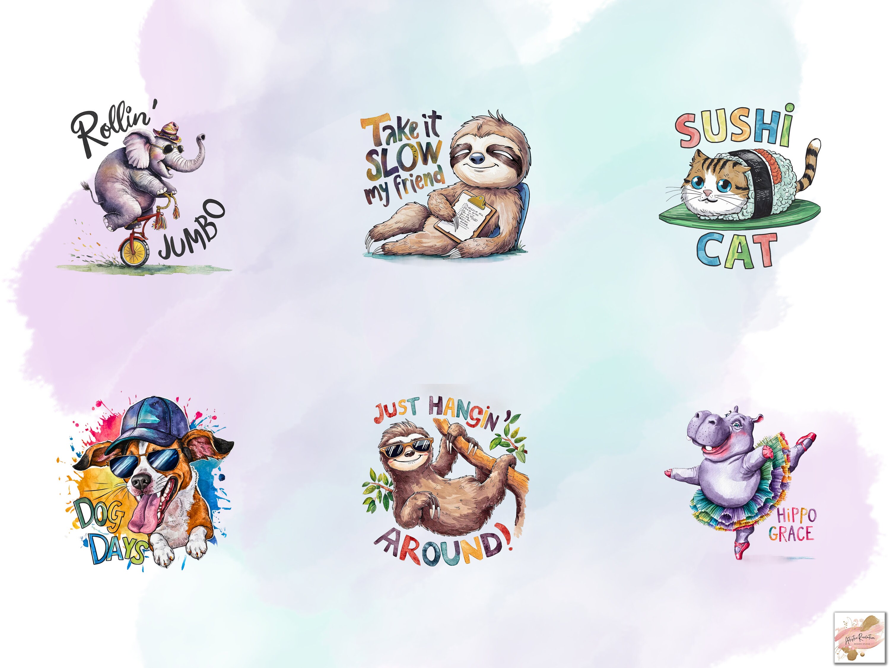43 Funny Quotes Animals Clipart Bundle, Funny Animal Clipart ...