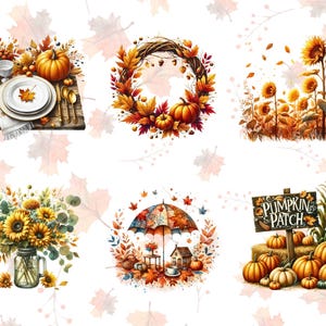 Watercolor Fall Clipart Bundle, Cozy Fall Png Bundle, Fall Sublimation ...